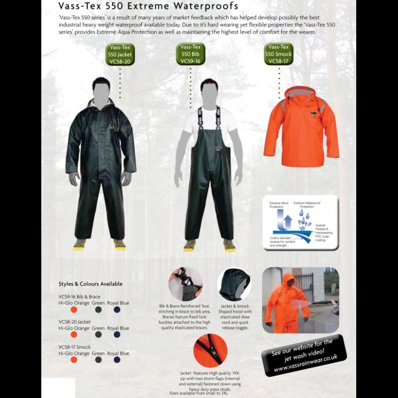 Vass-Tex 550 Extreme Waterproof Smock - Orange/Green/Blue